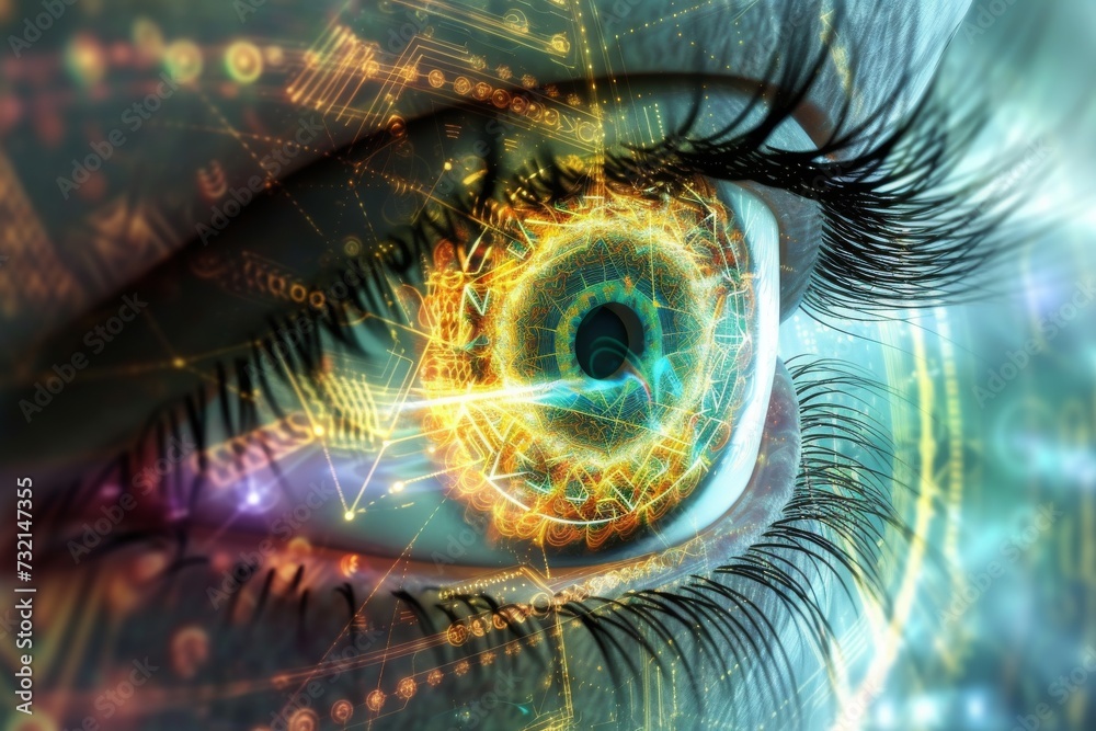 Human Cyborg AI Eye color vision deficiency genetic studies. Eye cone ...