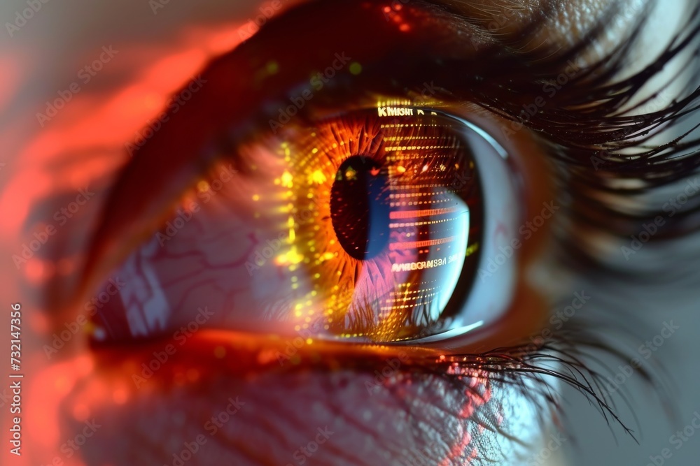 Human Cyborg AI Eye papillary stasis. Eye Mast cell stabilizer eye drop ...