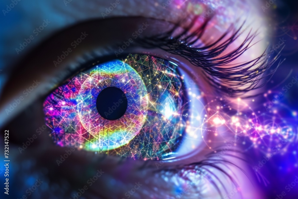 Human Cyborg AI Eye ocular. Eye color vision deficiency consequence ...