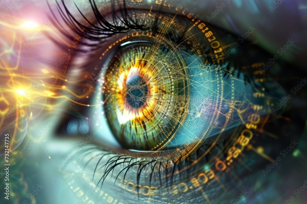 Human Cyborg AI Eye phacoemulsification. Eye protanopia optic nerve ...