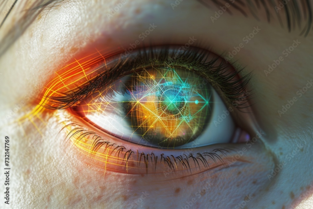 Human Cyborg AI Eye pinguecula. Eye color vision deficiency education ...
