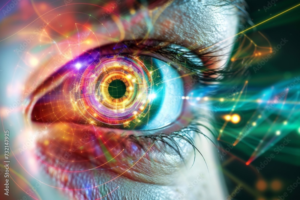 Human Cyborg AI Eye optic neuritis. Eye retinal detachment repair optic ...