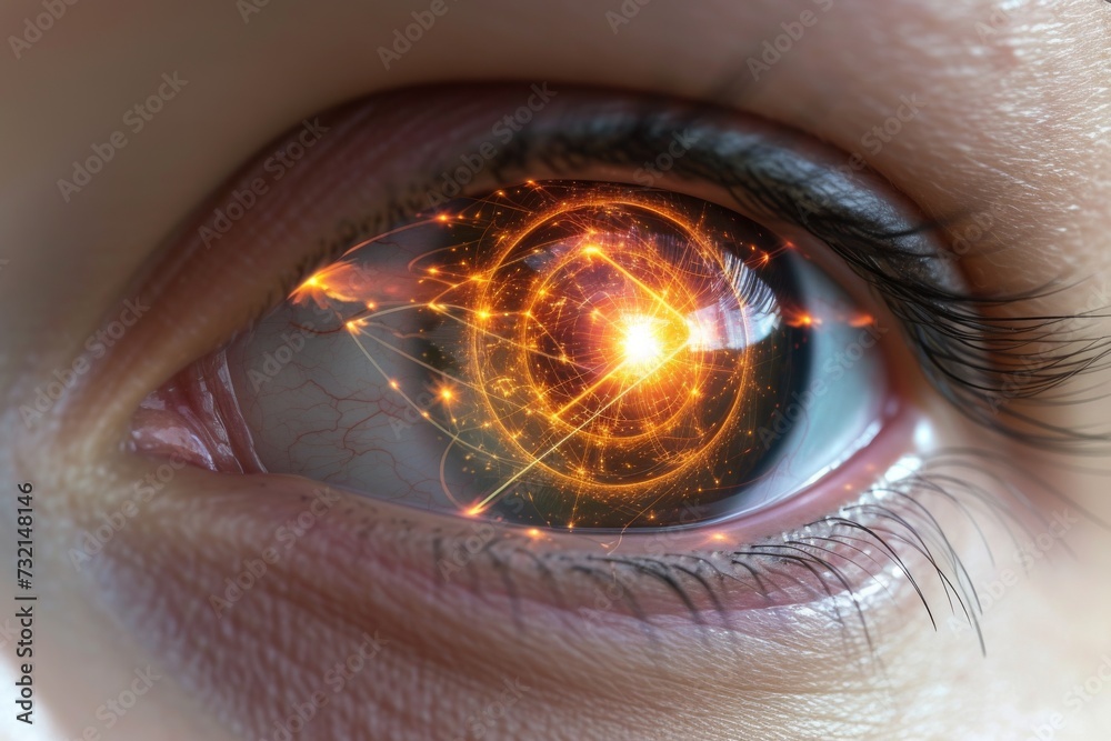 Ilustração do Stock: Human Cyborg AI Eye color vision deficiency ...