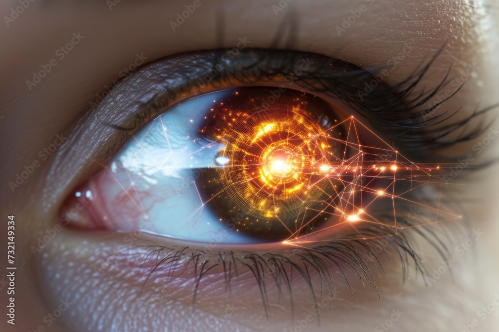 Human Cyborg AI Eye retina. Eye laser assisted in situ keratomileusis ...