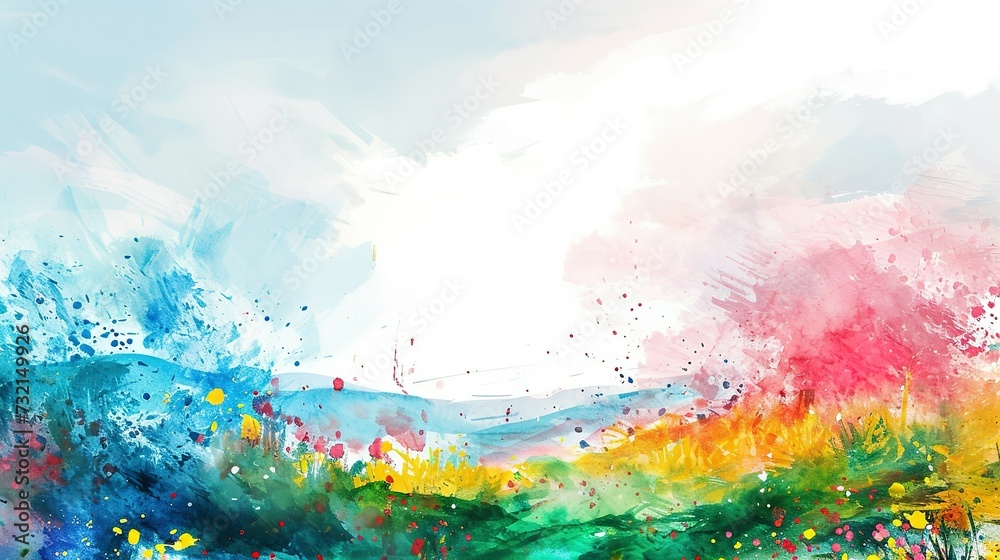 Landscape architect plan design. Watercolor hand painted with brushes ...