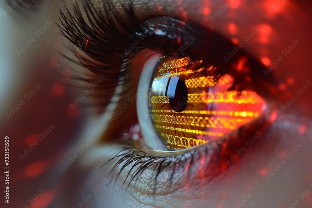 Human Cyborg AI Eye endothelial keratoplasty. Eye gaze optic nerve lens ...