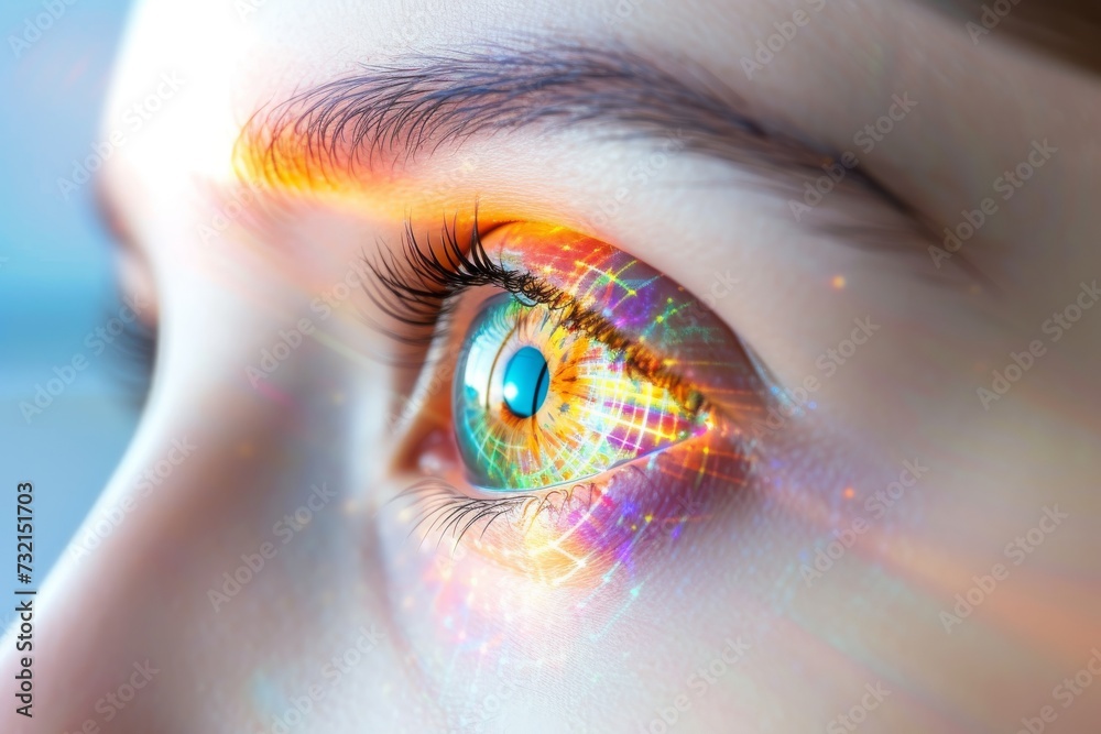 Human Cyborg AI Eye sclera. Eye concept optic nerve lens imagination ...