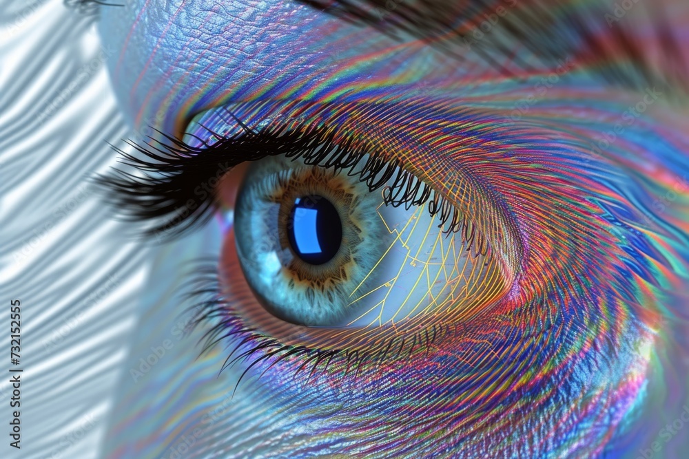 Human Cyborg AI Eye eye infection. Eye photoreceptor optic nerve lens ...