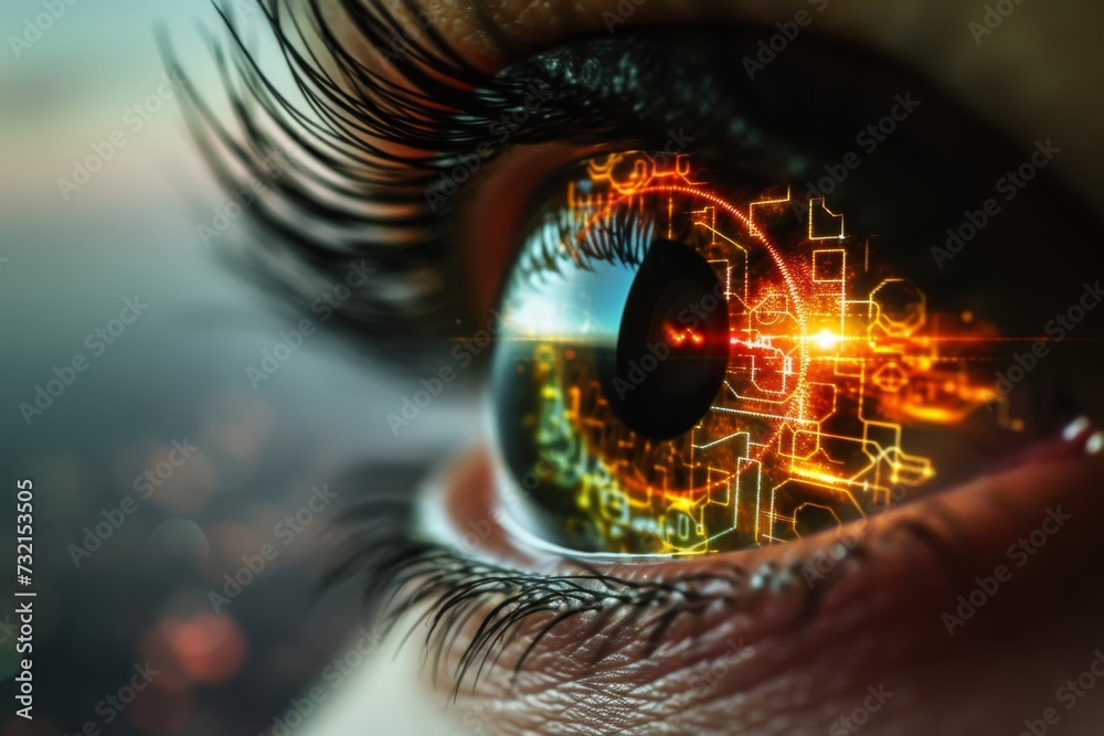 Human Cyborg AI Eye color vision deficiency studies. Eye see optic ...
