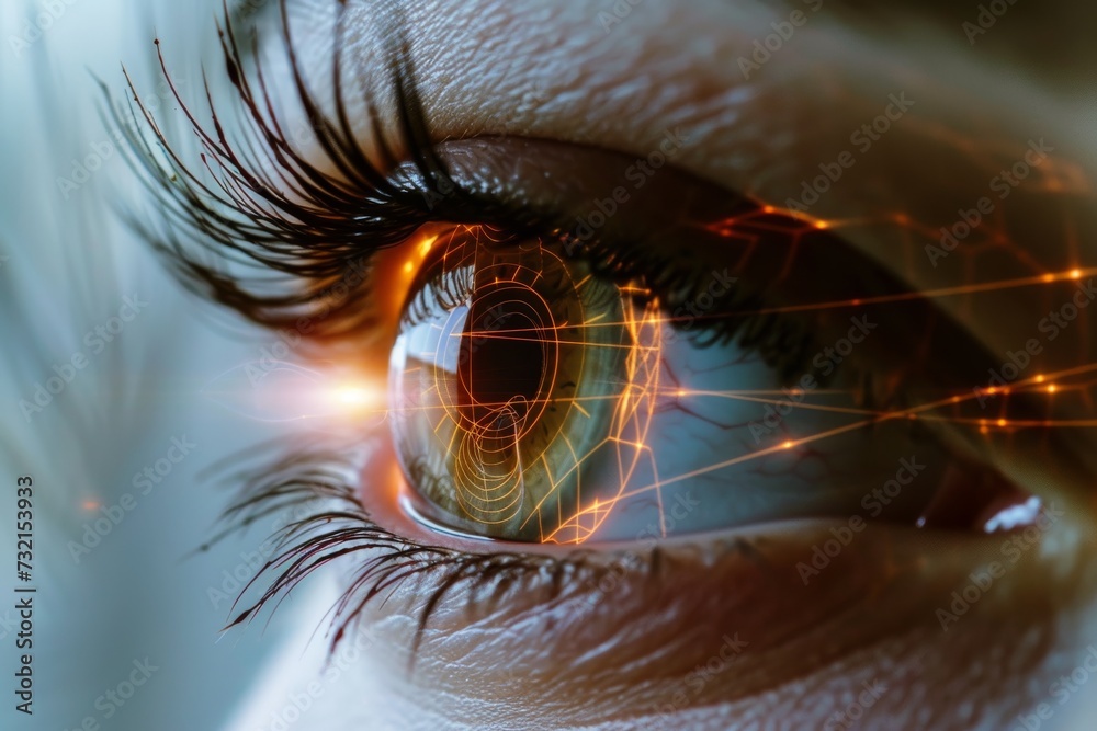 Human Cyborg AI Eye eye drop compliance. Eye ganglion cells optic nerve ...