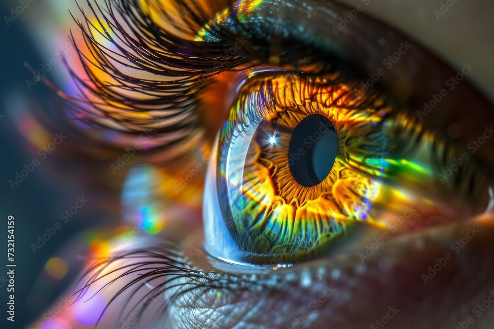 Human Cyborg AI Eye backdrop. Eye sensitivity optic nerve lens diopter ...