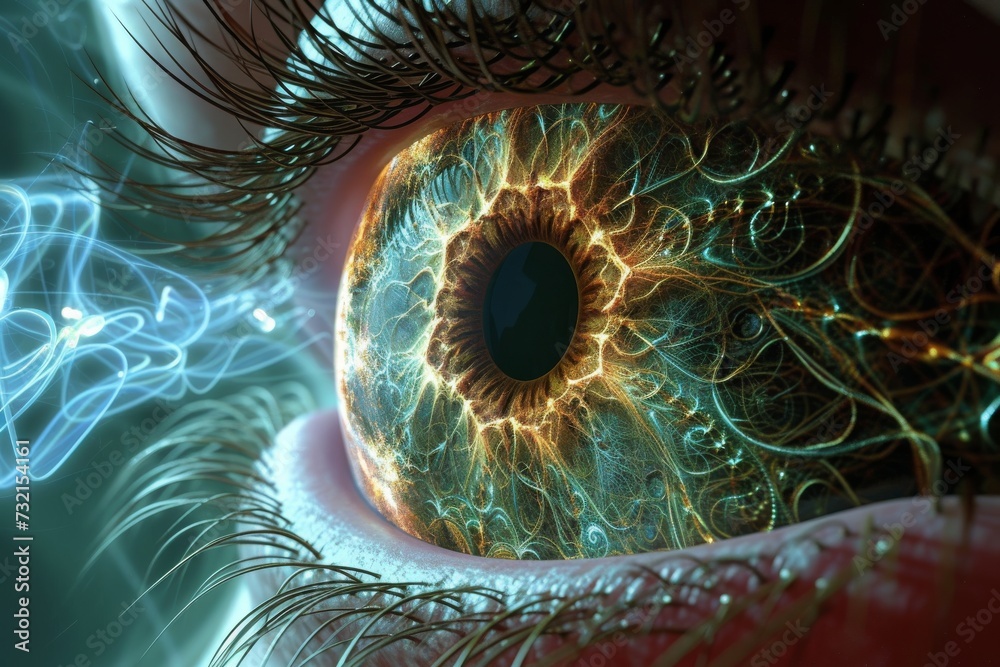 Human Cyborg AI Eye optic. Eye eye surgery optic nerve lens epiretinal ...