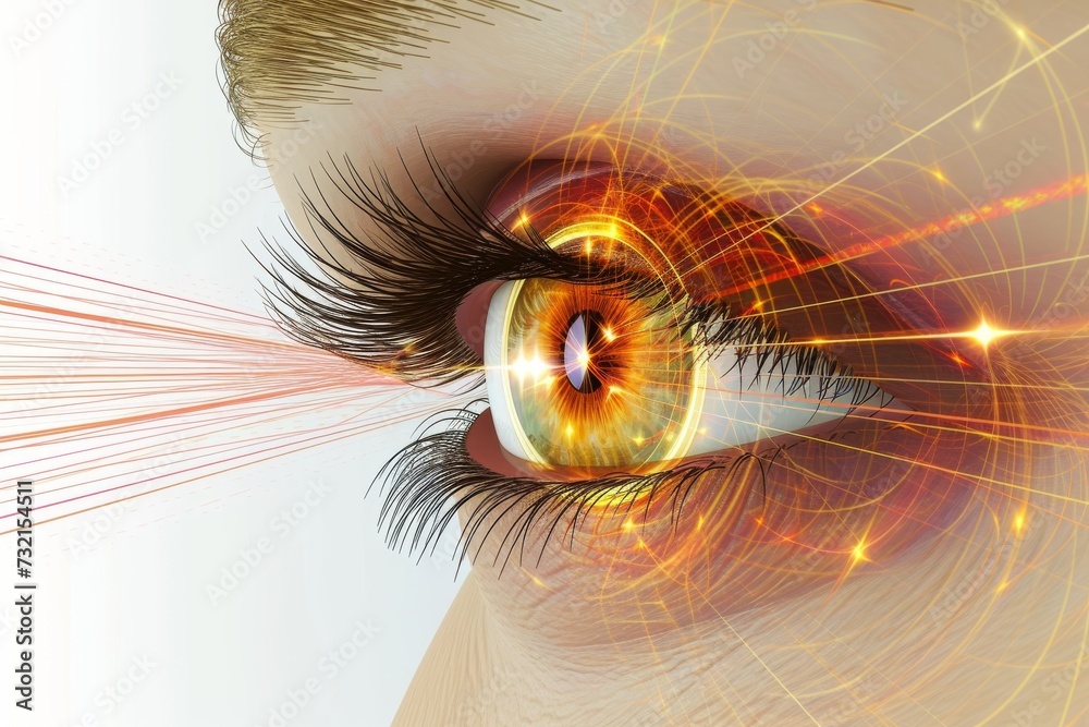 Human Cyborg AI Eye inclusivity. Eye iris anomalies optic nerve lens ...