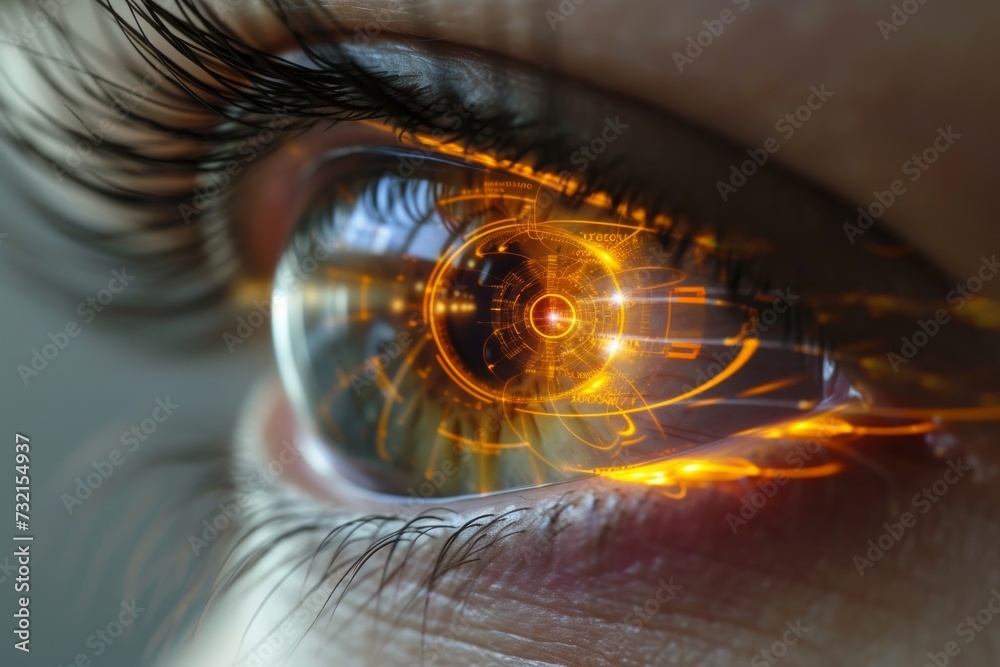 Human Cyborg AI Eye visionary. Eye agility optic nerve lens eyesight ...
