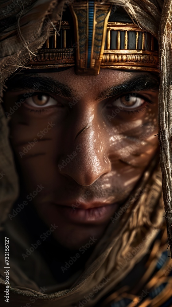 Representation of an ancient Egyptian male, imposing and serene, faces ...