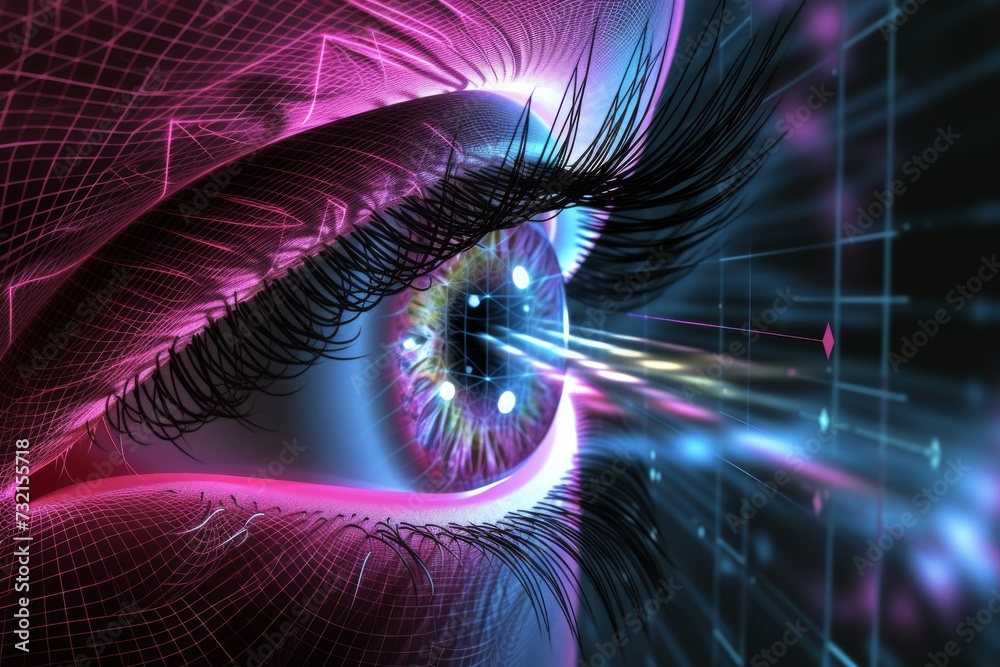 Human Cyborg AI Eye visionary trends. Eye Open angle glaucoma eye drop ...