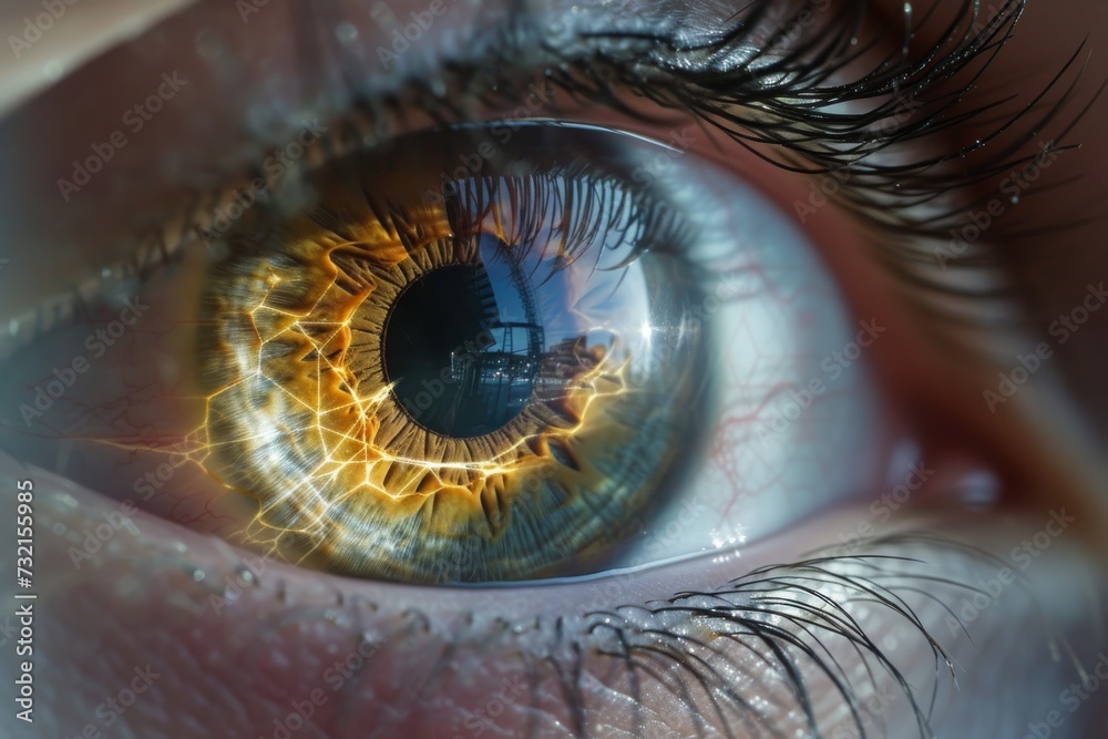 Human Cyborg AI Eye eyebrow. Eye illustration optic nerve lens visual ...