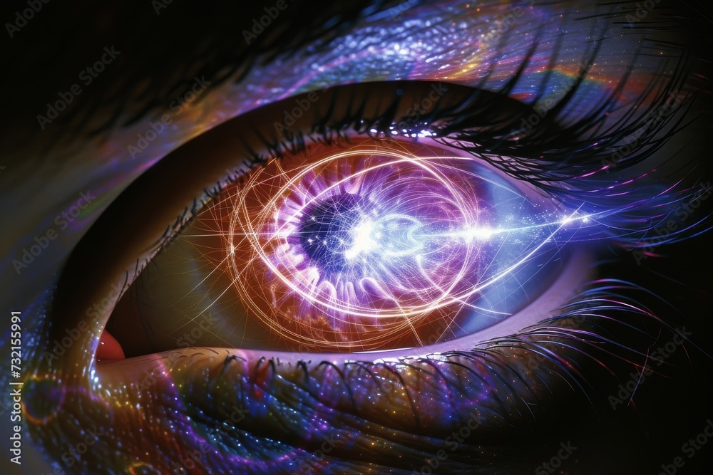 Ilustrace „Human Cyborg AI Eye glaucoma. Eye color vision assessment ... Ilustrace „Human Cyborg AI Eye glaucoma. Eye color vision assessment ...