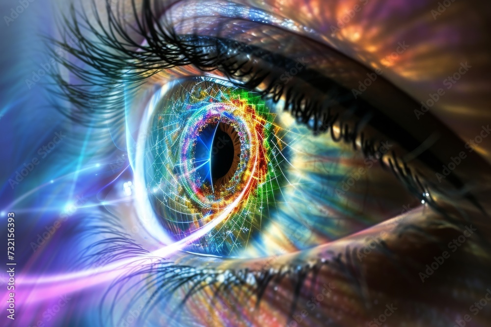 Human Cyborg AI Eye earth. Eye optic nerve function optic nerve lens ...