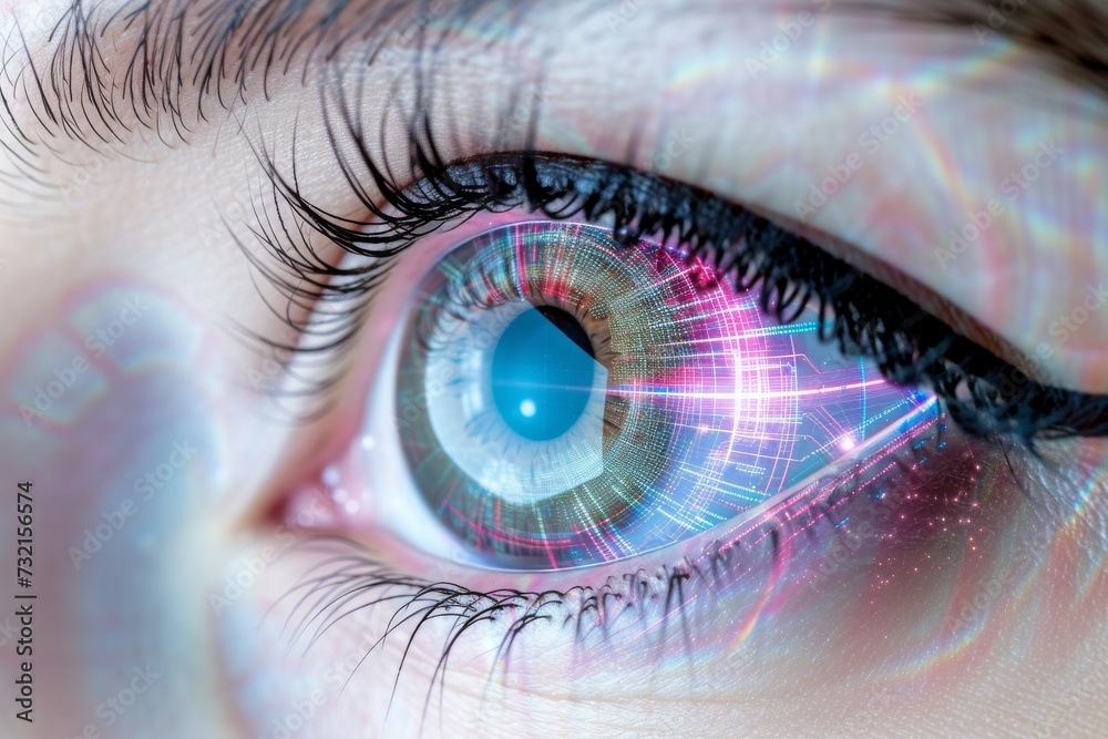 Human Cyborg AI Eye design. Eye episcleritis optic nerve lens ...