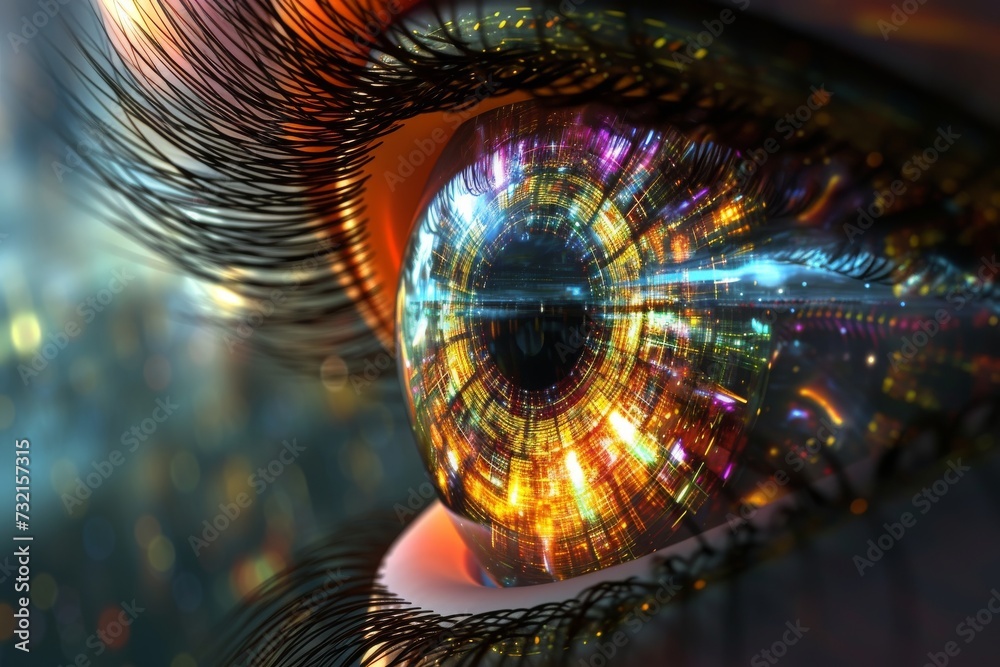 Human Cyborg AI Eye lens design. Eye floaters optic nerve lens Eye ...