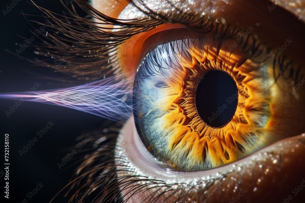 Human Cyborg AI Eye visual acuity. Eye refractive surgery optic nerve ...