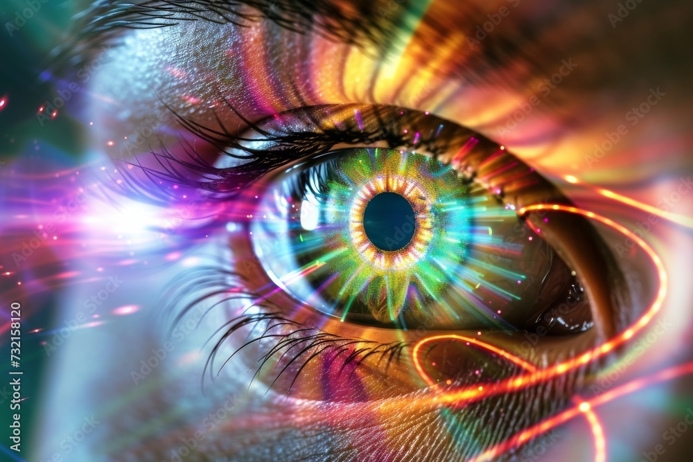 Human Cyborg AI Eye element. Eye eyeball optic nerve lens papillary ...