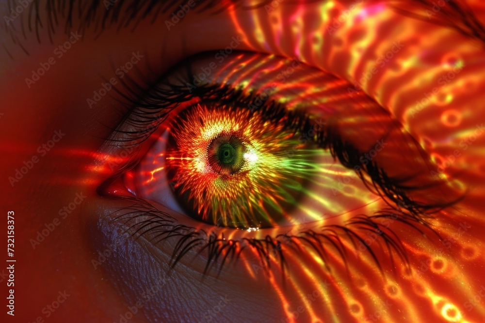 Human Cyborg AI Eye color vision pathways. Eye optic disc optic nerve ...