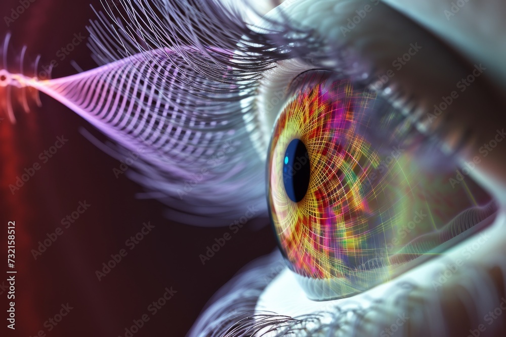 Human Cyborg AI Eye oculoplastic surgery. Eye optic radiation optic ...
