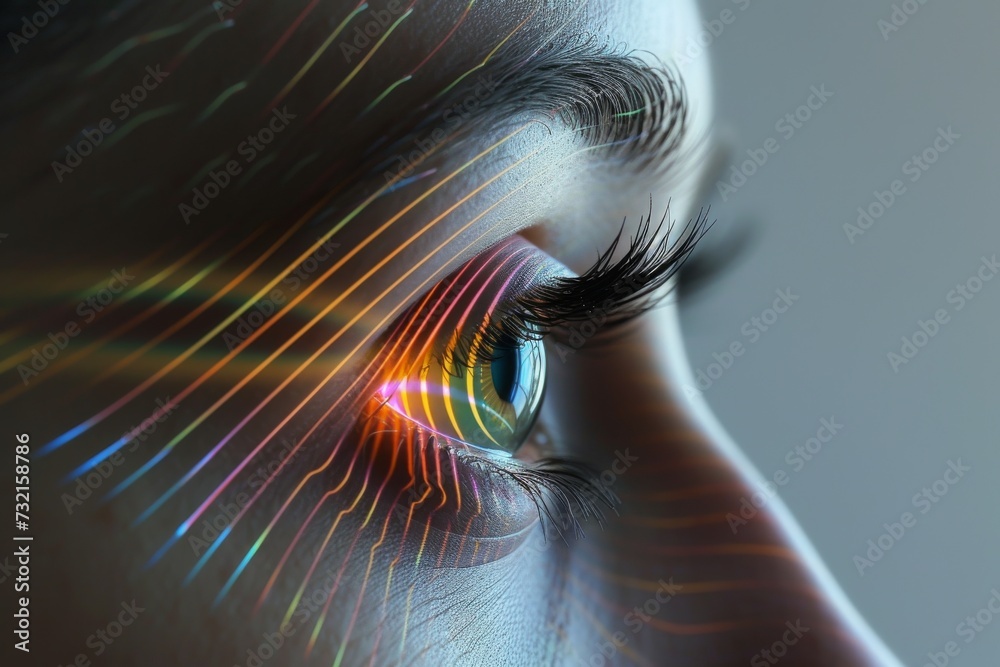 Human Cyborg AI Eye fractal. Eye laser epithelial keratomileusis optic ...
