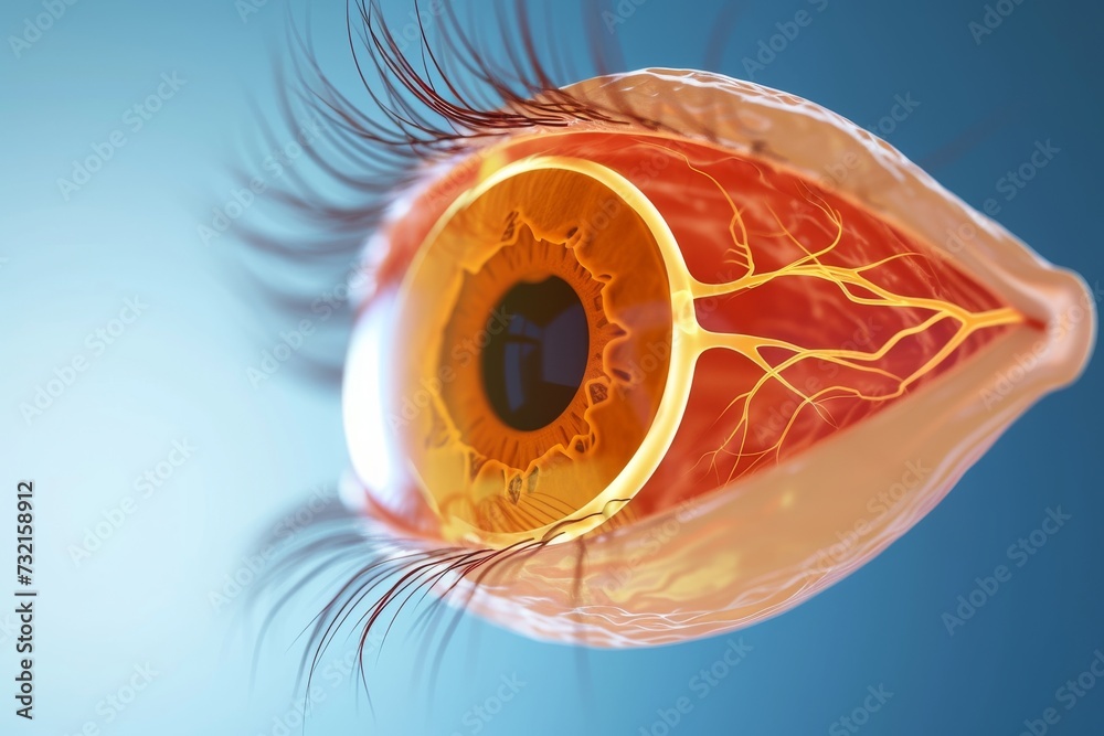 Human Cyborg AI Eye optic nerve regeneration mechanisms. Eye pattern ...