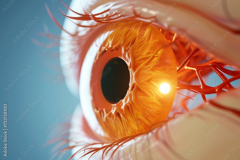Human Cyborg AI Eye trichromatic theory. Eye sight optic nerve lens ...