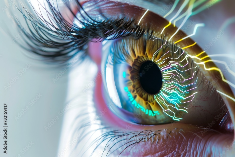 Human Cyborg AI Eye cosmos. Eye Eye itch relief drop optic nerve lens ...