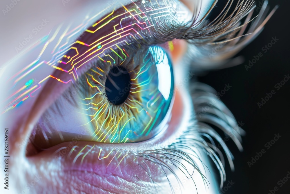 Human Cyborg AI Eye eyelid lag. Eye space optic nerve lens creativity ...