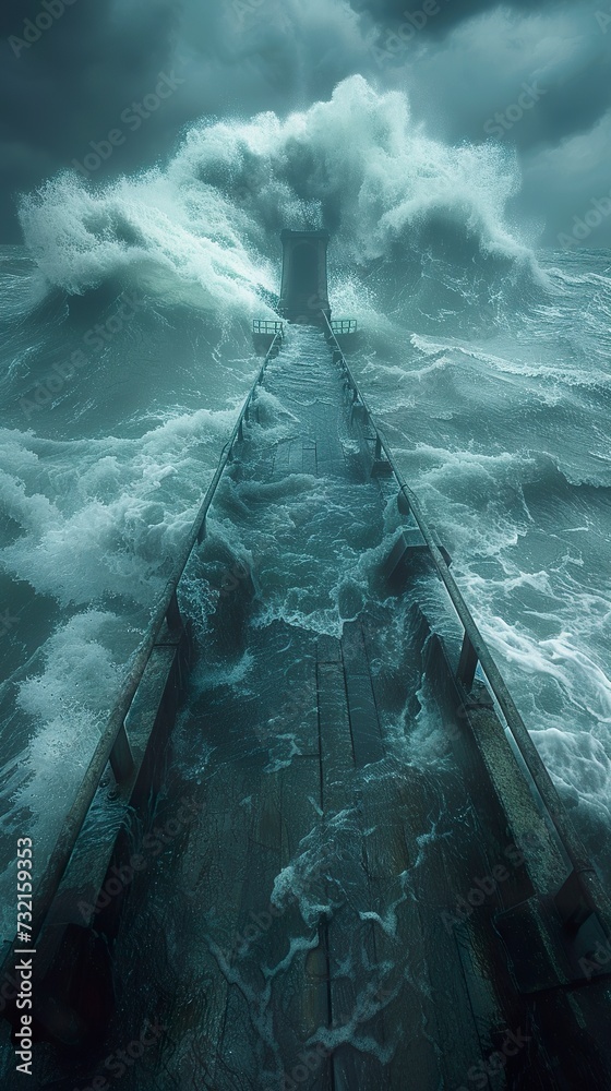 Abstract illustration of magic bridge with an open portal to another ...