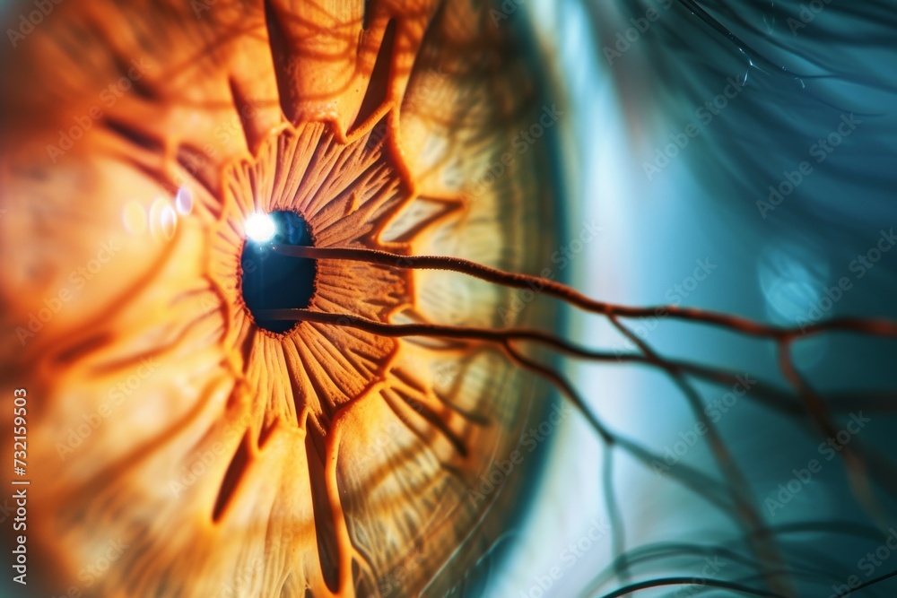 Human Cyborg AI Eye light adapted erg. Eye lens biometry optic nerve ...