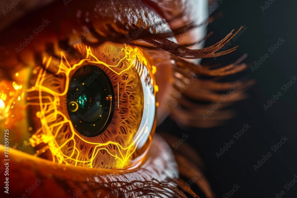 Human Cyborg AI Eye optic neuriti. Eye multifocal lasik optic nerve ...