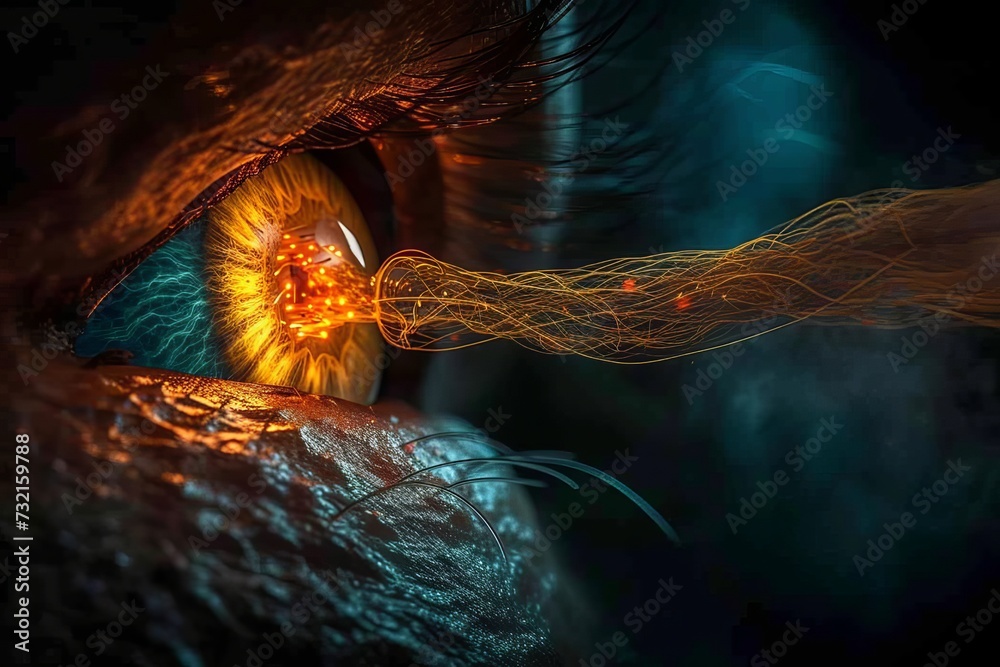 Human Cyborg AI Eye blindness. Eye strabismus treatment optic nerve ...