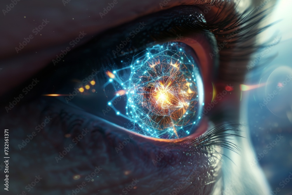 Human Cyborg AI Eye visionary architect. Eye keratitis optic nerve lens ...