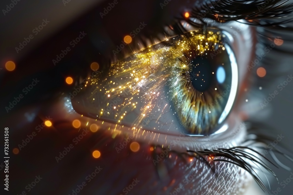 Human Cyborg AI Eye perspective. Eye looking optic nerve lens uveitis ...