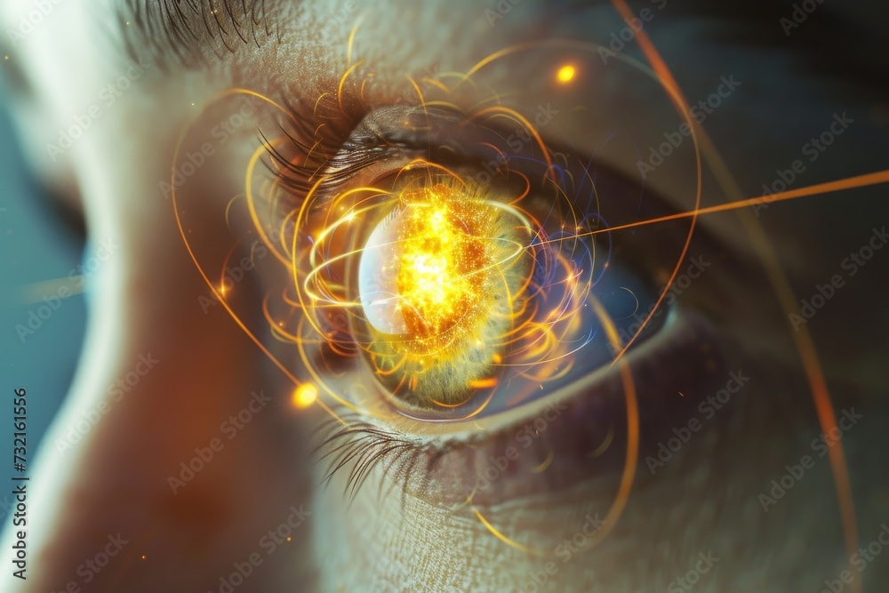 Human Cyborg AI Eye intraocular pressure. Eye keratitis optic nerve ...