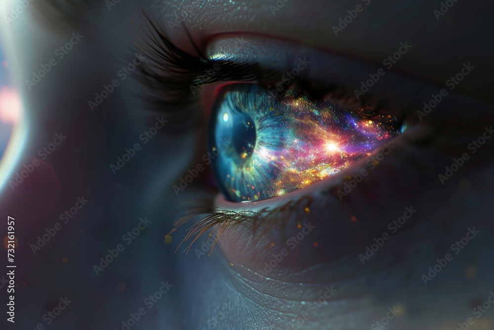 Human Cyborg AI Eye pupil size. Eye nearsightedness optic nerve lens ...