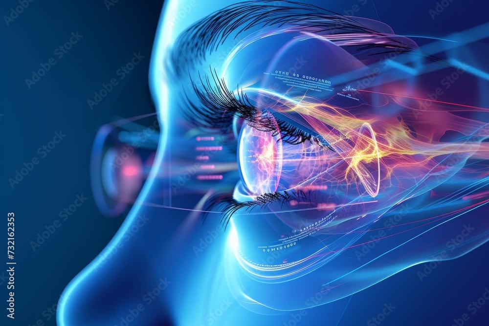 Human Cyborg AI Eye vision quest. Eye pioneering optic nerve lens ...