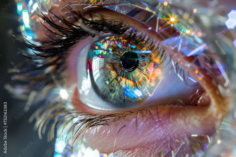 Human Cyborg AI Eye ptosis. Eye lens development optic nerve lens ...