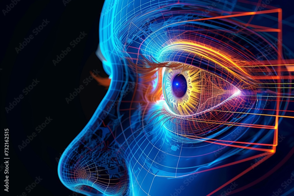 Human Cyborg AI Eye dsaek. Eye binocular vision optic nerve lens ...