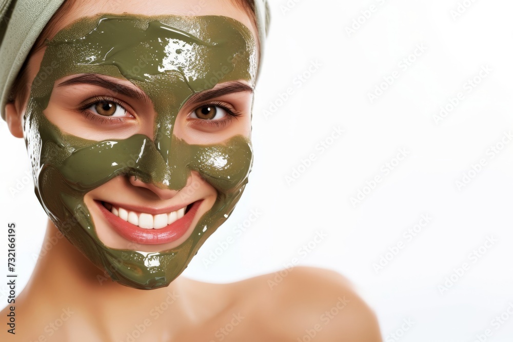 Skincare Model mind body wellness model. Beautiful Woman uses face ...
