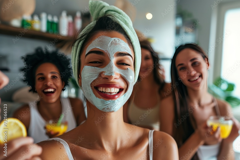 Skincare Model skin care tutorial model. Beautiful Woman uses face ...