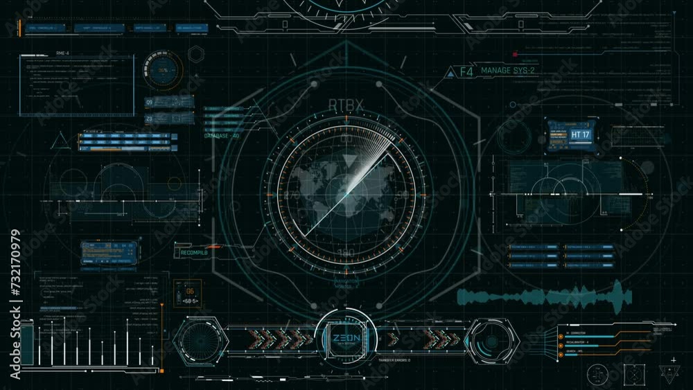 virtual world map augmented reality Advance HUD control center. Graphic ...