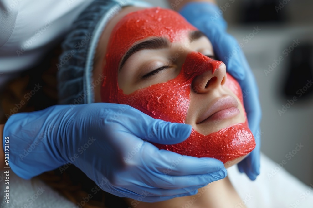 Skincare Model skin sebum regulation. Well groomed woman uses face ...