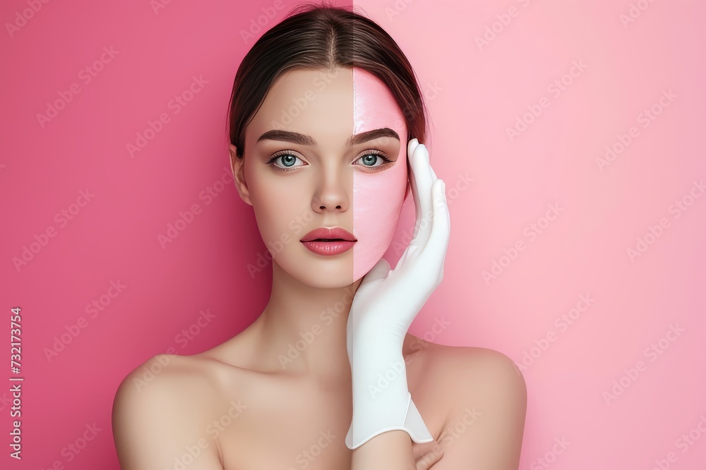 Skincare Model dark circle reducing cream. Well groomed woman uses ...